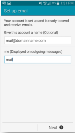 Configuring email in android phones