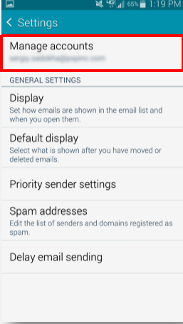 Configuring email in android phones