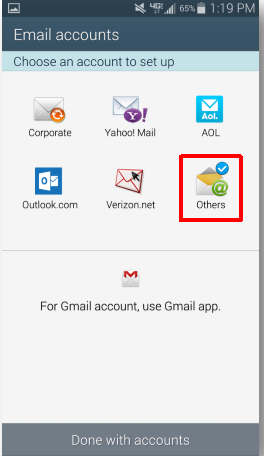 Configuring email in android phones
