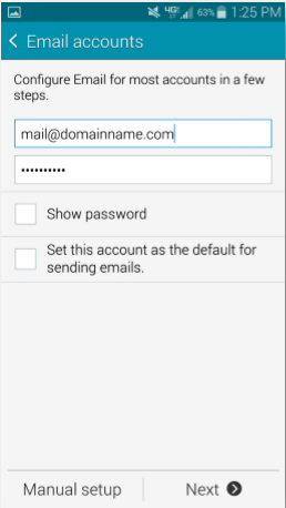 Configuring email in android phones