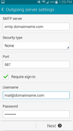 Configuring email in android phones